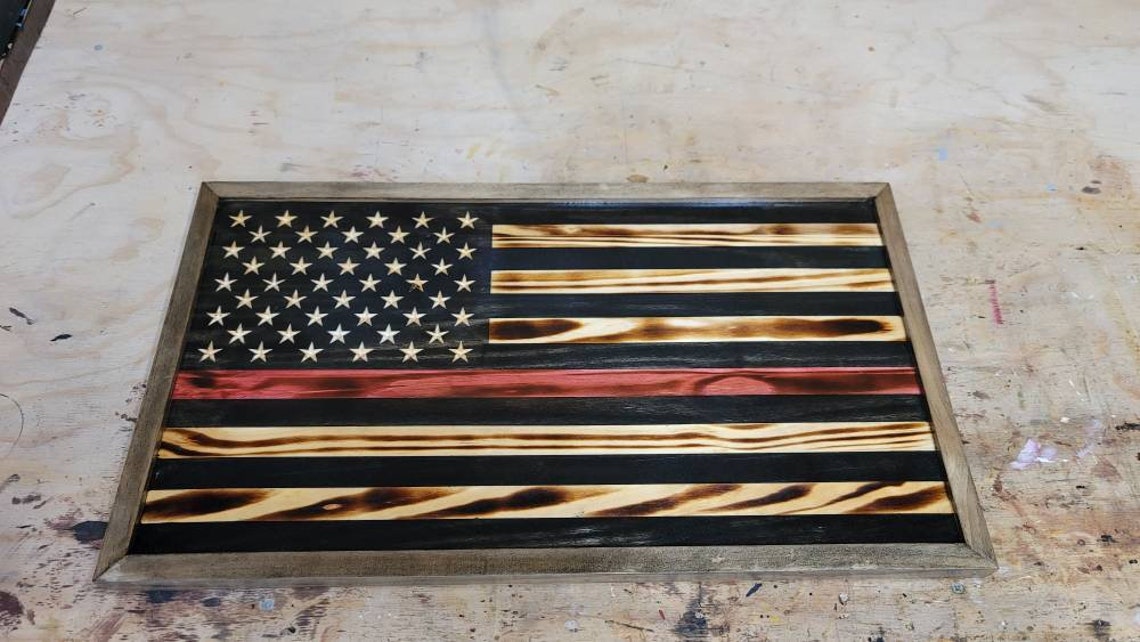Thin Red Line American Flag - Etsy