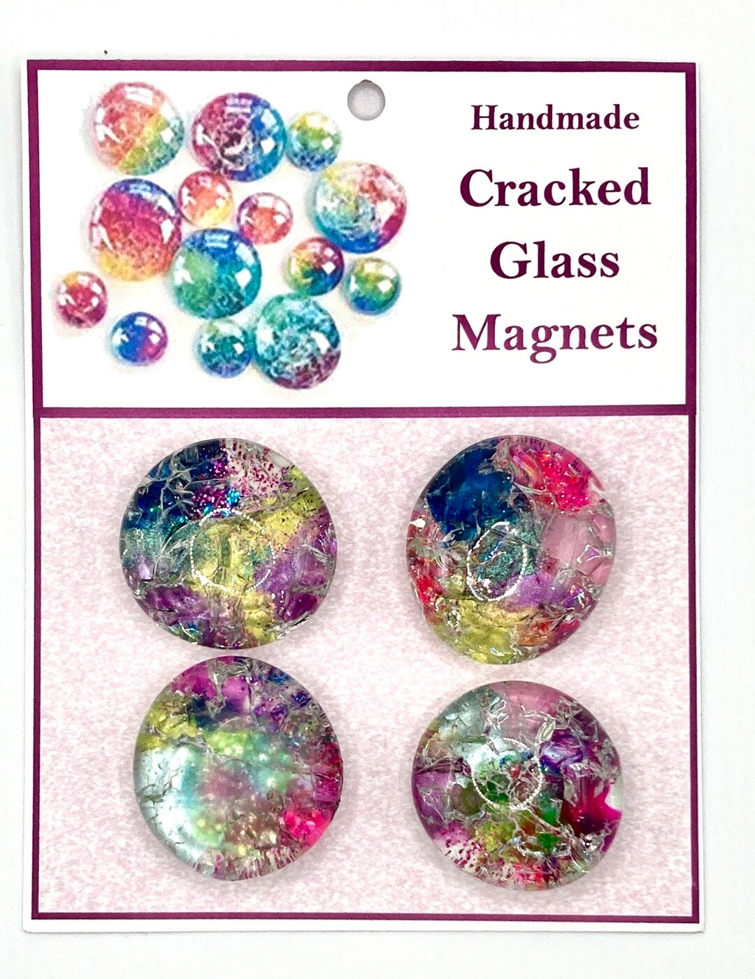 4 Pcs Cracked Glass Refrigerator Magnets, Colorful Pattern Series ...
