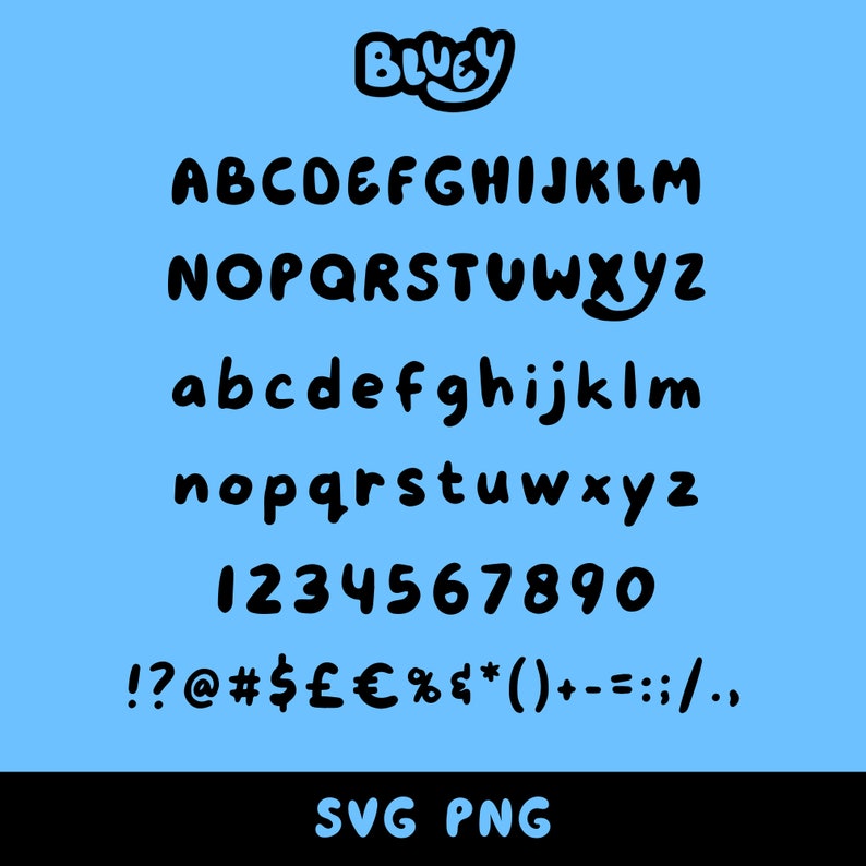 Bluey Font, Bluey SVG, Kids Font, Digital Font Download, Halloween Font ...