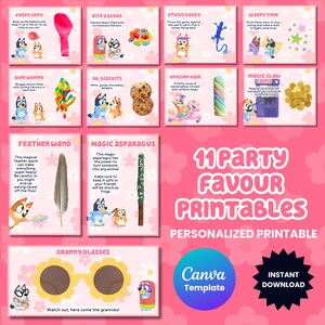 11 Girl Bluey Party Favor Printables, Personalized Bluey Birthday ...