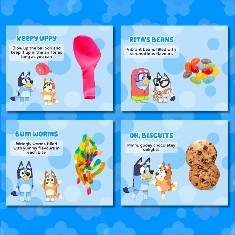 11 Boy Bluey Party Favor Printables, Personalized Bluey Birthday Favour ...