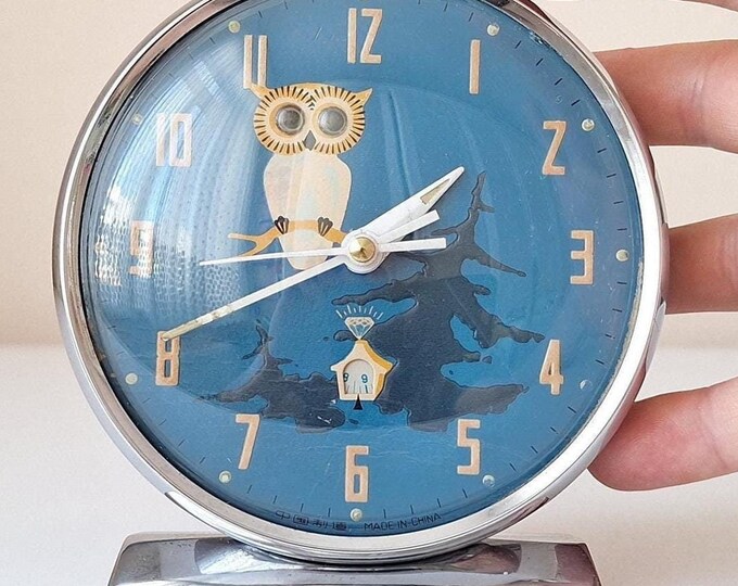 Antique Rare Owl Alarm Clock, Antique Clock, Vintage Clock, Owl, Owl ...