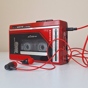 Vintage Rare Sanyo Red Retro Walkman, Cassette Player, Sanyo Cassette ...