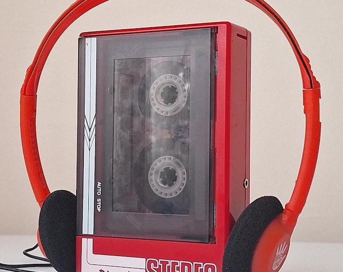 Vintage Retro Walkman, Cassette Player, Red Cassette Player, Red ...