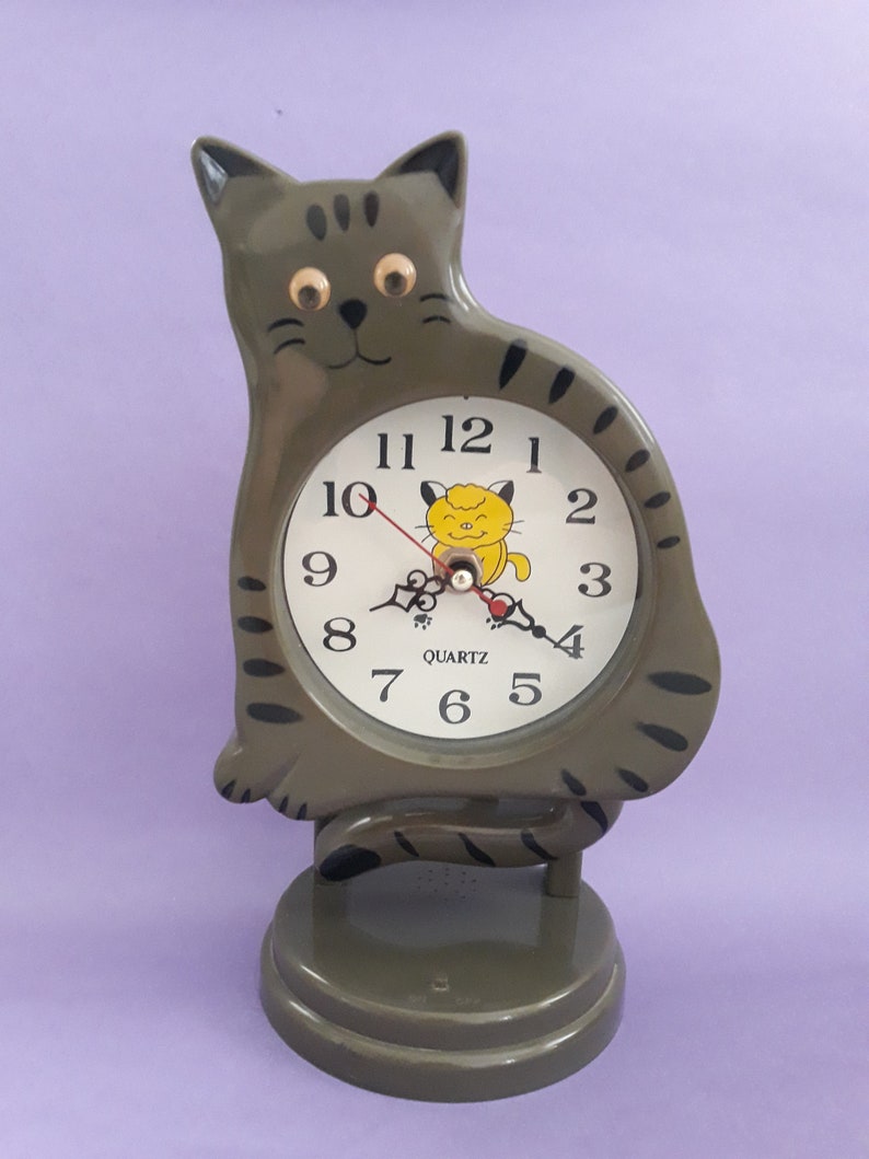 Vintage Rare Cat Clock Tailed Cat Clock Cat Clock Desk | Etsy