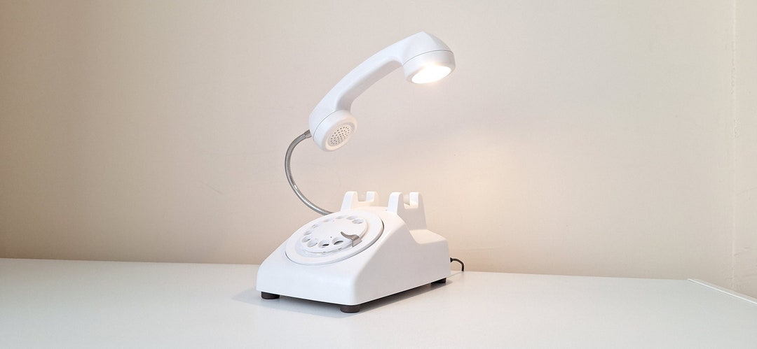 White Lamp, White Table Lamp, Phone Lamp, Lamp, Office Decor, Gift ...