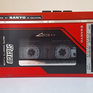 Vintage Rare Sanyo Red Retro Walkman, Cassette Player, Sanyo Cassette ...