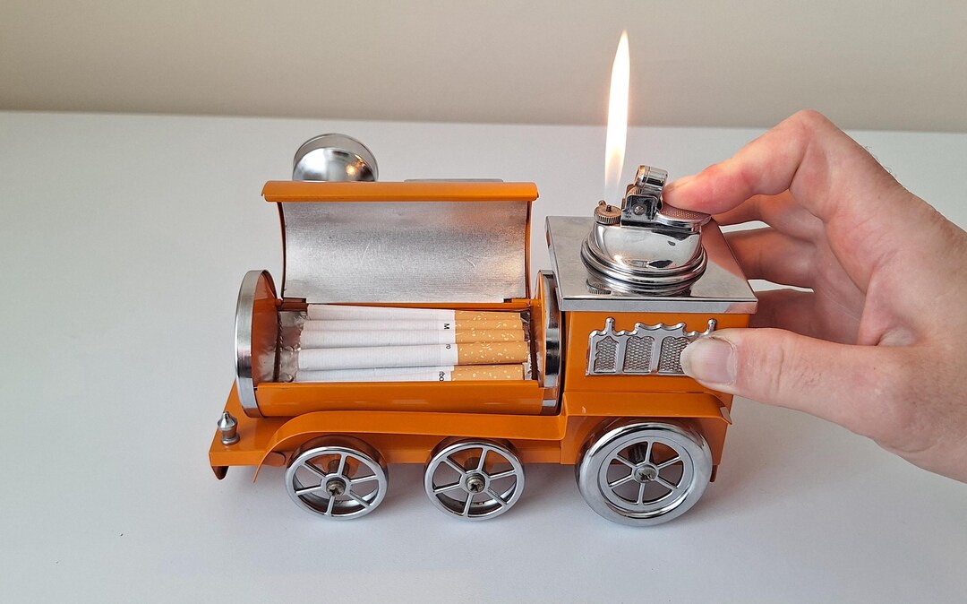 Antique Very Rare Metal Retro Orange Train Table Lighter, Orange ...