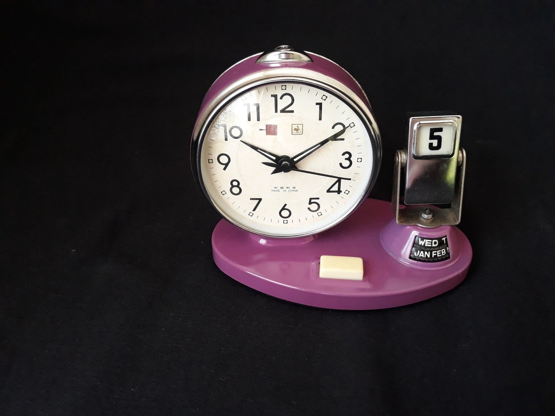 Vintage 1970s Calendar Alarm Clock: Space Age Desk Decor - Etsy