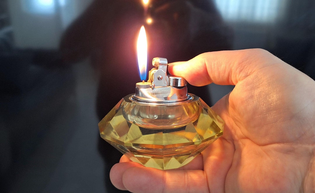 Antique Crystal Table Lighter, Antique Lighter, Table Lighter, Collection, Vintage Lighter ...