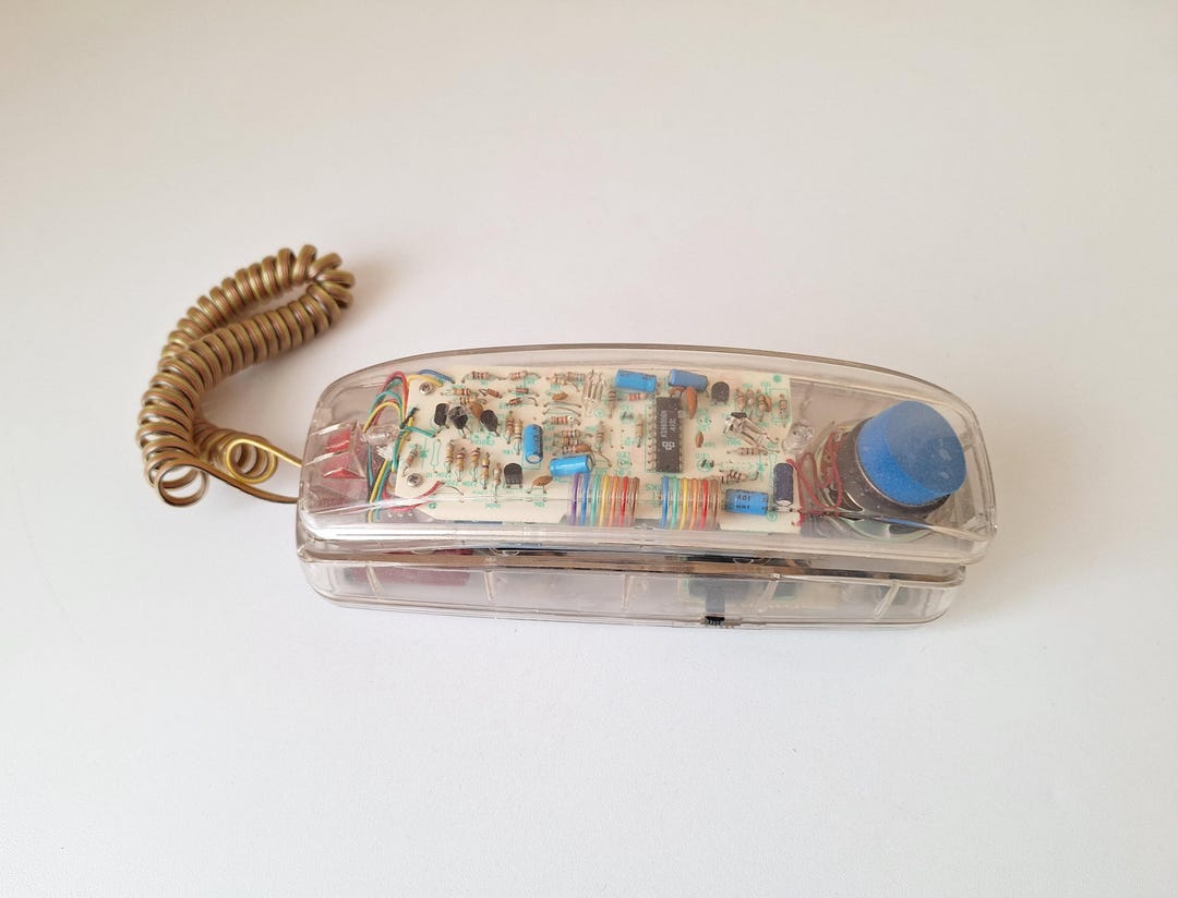 Vintage Transparent 1980s Telephone, Working Rotary Desk Phone, Retro ...