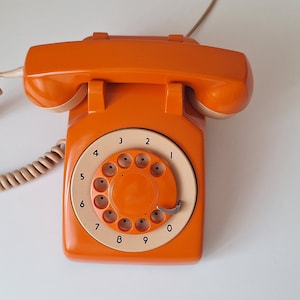 Antique Orange Rotary Telephone From the 1970's, Orange Telephone ...
