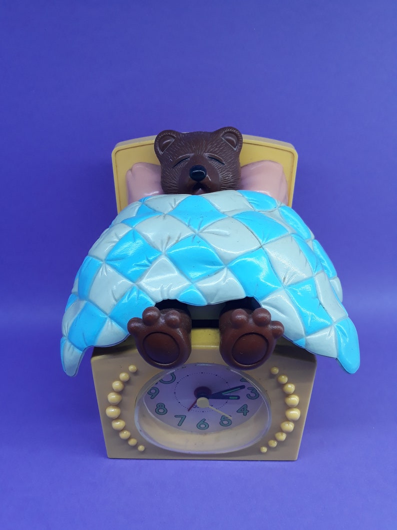 Vintage Bear Clock Sleeping Bear Clock Animated Clock Alarm - Etsy