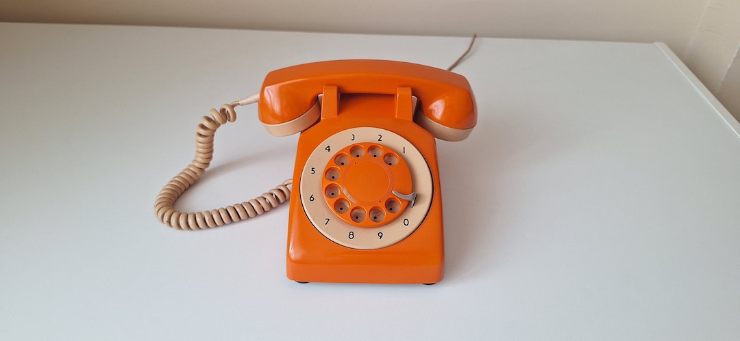 Antique Orange Rotary Telephone From the 1970's, Orange Telephone ...