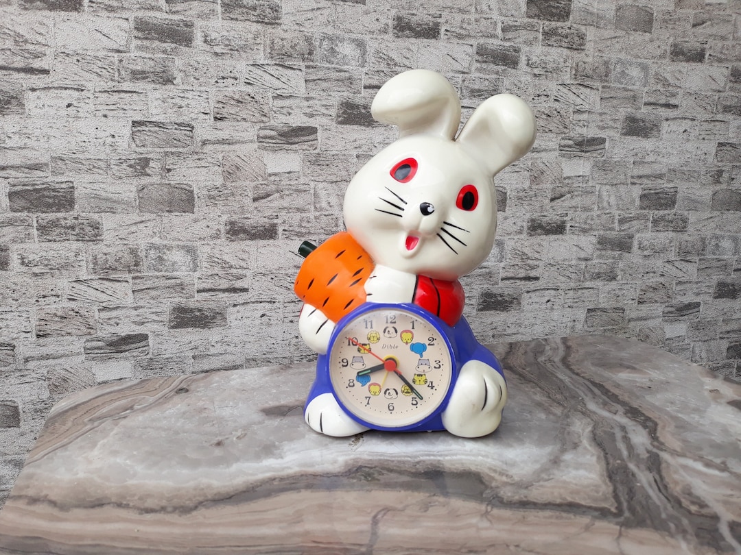 Rare Vibtage Rabbit Alarm Clock, Rabbit Clock, Table Clock, Clock ...