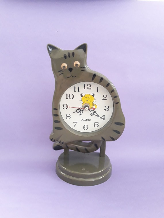 Vintage Rare Cat Clock Tailed Cat Clock Cat Clock Desk | Etsy