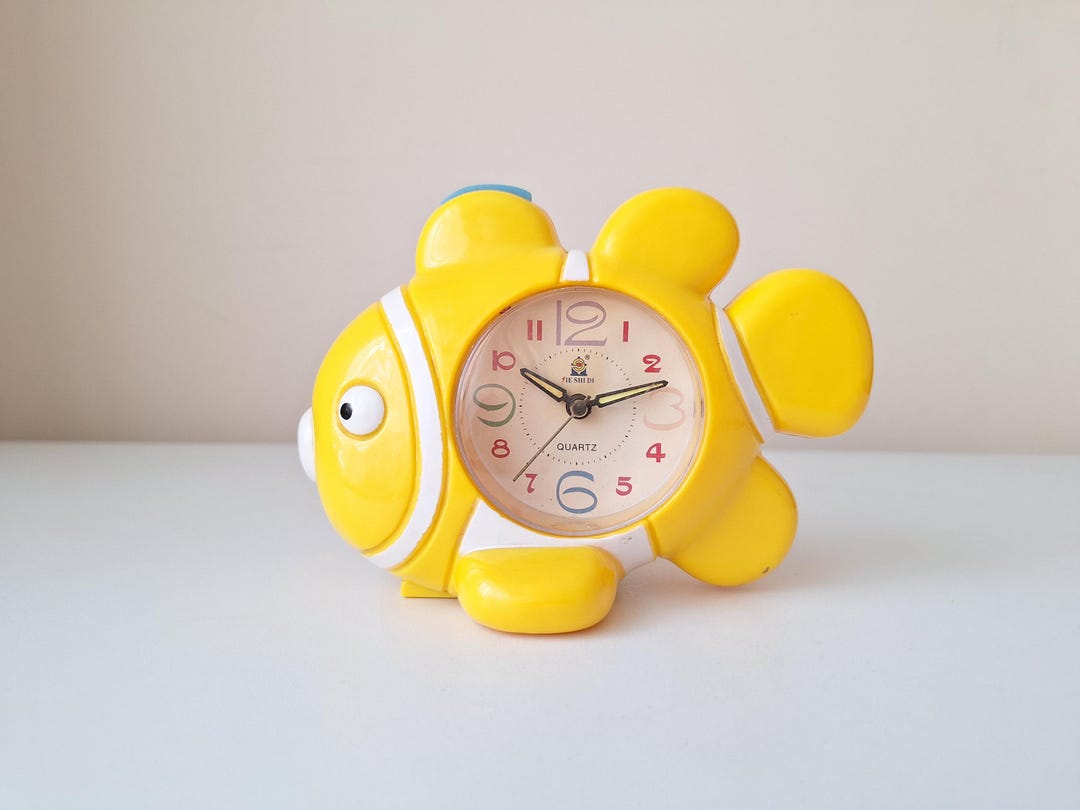 Vintage 1990s Rare Yellow Alarm Table Clock, Retro Illuminated Bedside ...