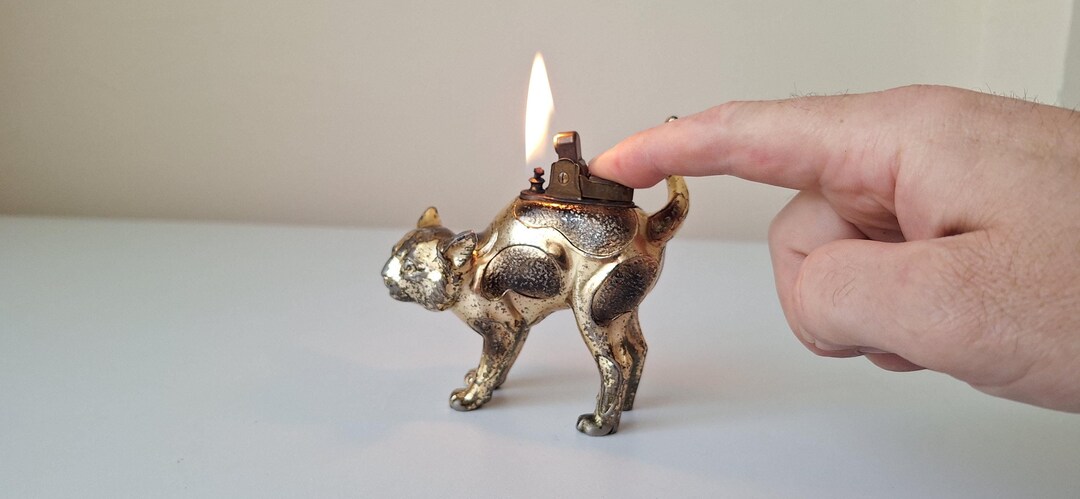 Antique Very Rare Metal Cat Lighter, Cat Lighter, Special Gifts, Gift ...