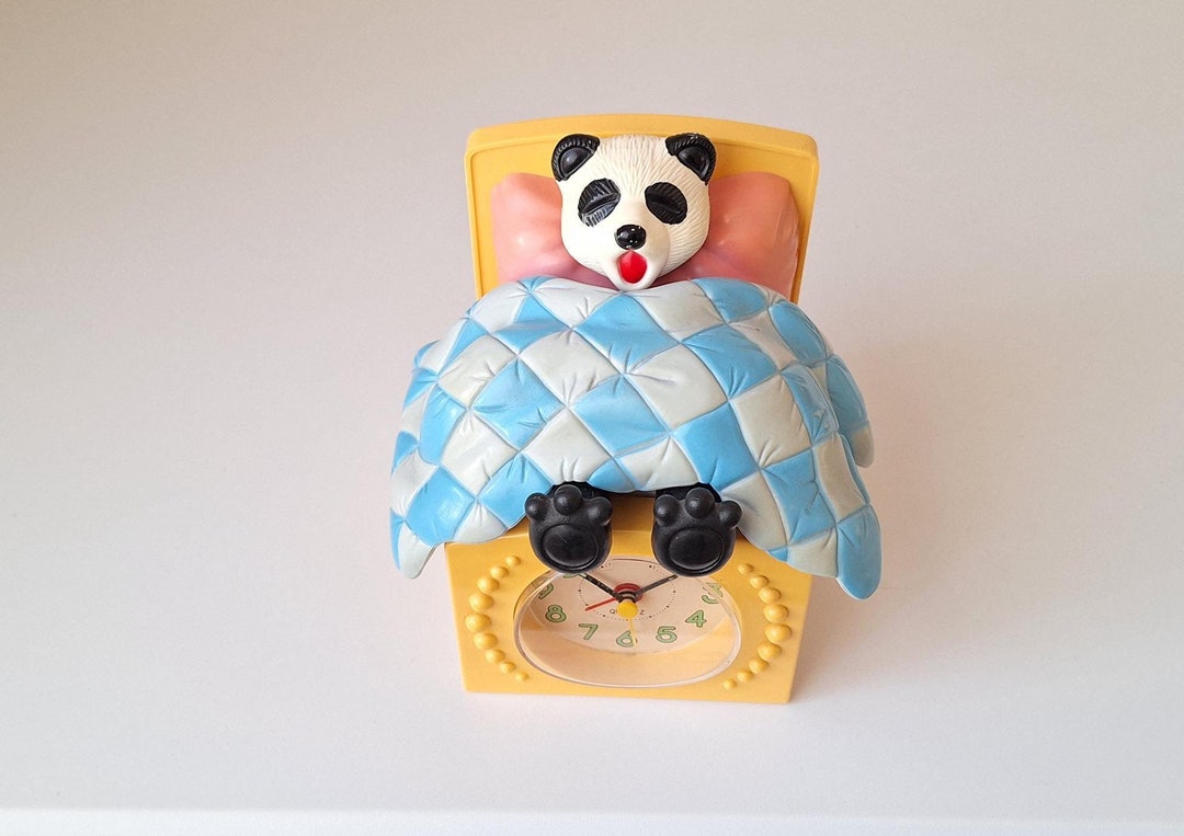 Vintage Panda Clock, Sleeping Panda Clock, Animated Clock, Alarm Clock ...