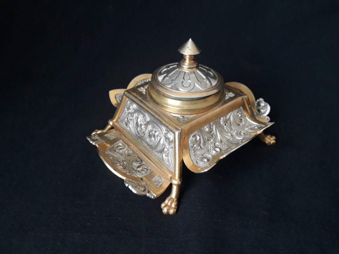 Antique Rare Inkwell, Antique Inkwell, Rare Inkwell, Inkwell, Old ...