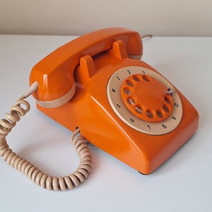 Antique Orange Rotary Telephone From the 1970's, Orange Telephone ...