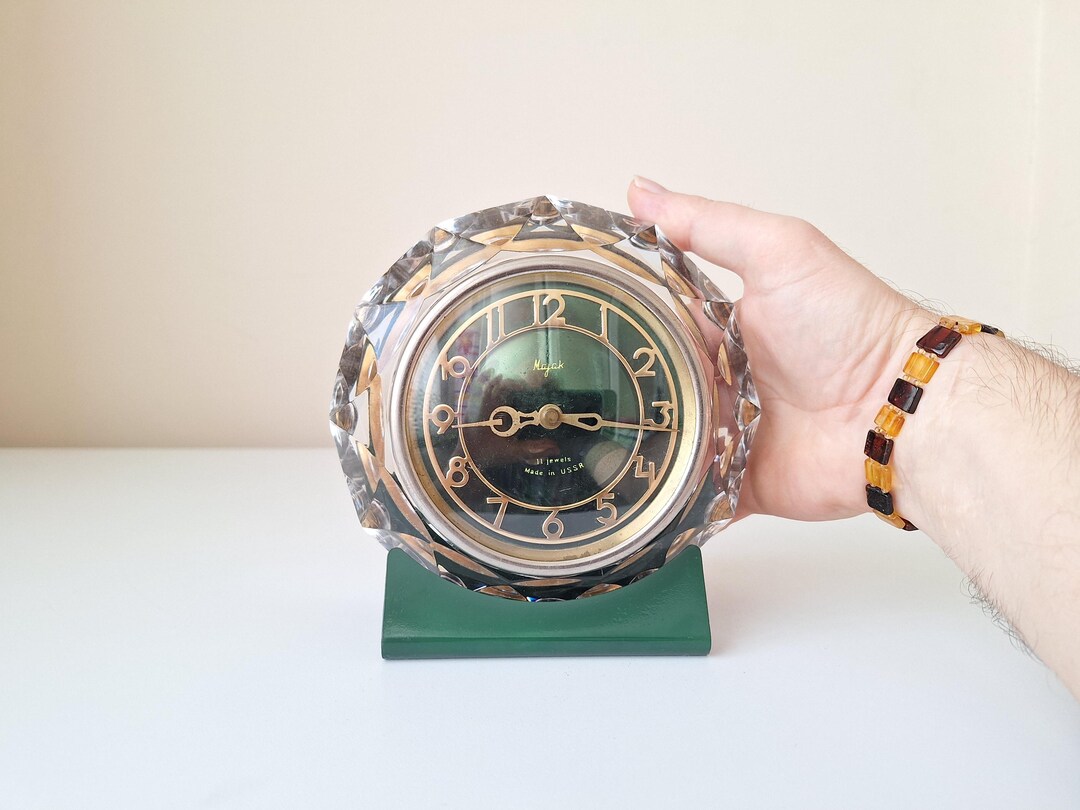 Rare Majak Crystal Table Clock, USSR Antique, 1950s - Etsy