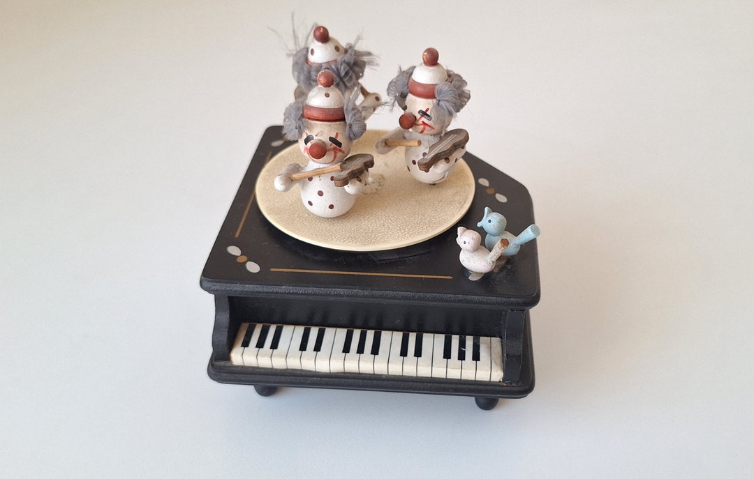 Vintage Wind-up Mechanical Clown Orchestral Music Box, Vintage Music ...