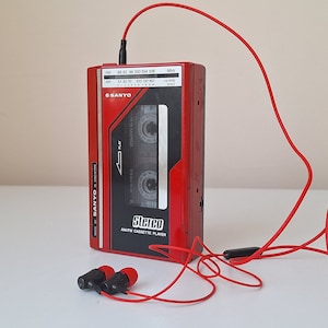 Vintage Rare Sanyo Red Retro Walkman, Cassette Player, Sanyo Cassette ...