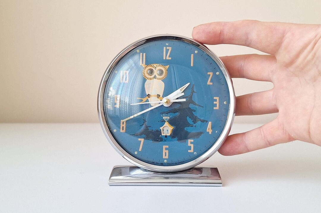 Antique Rare Owl Alarm Clock, Antique Clock, Vintage Clock, Owl, Owl ...