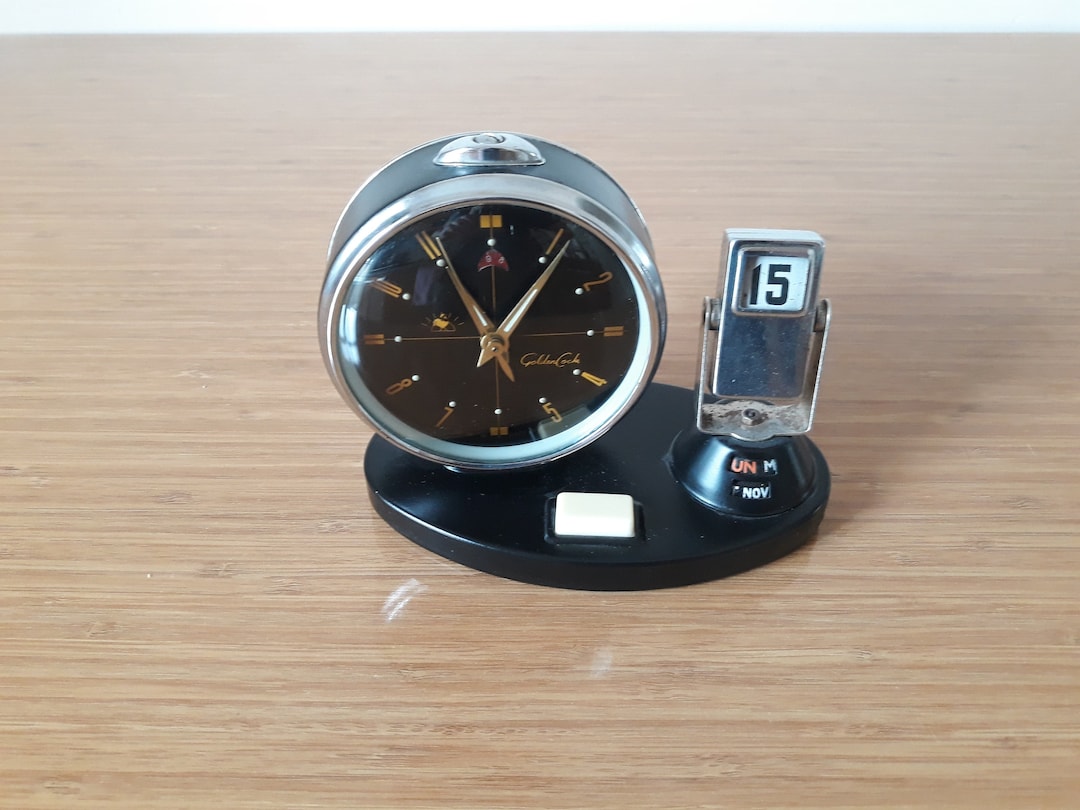 Vintage 1970s Calendar Alarm Clock: Space Age Desk Decor - Etsy