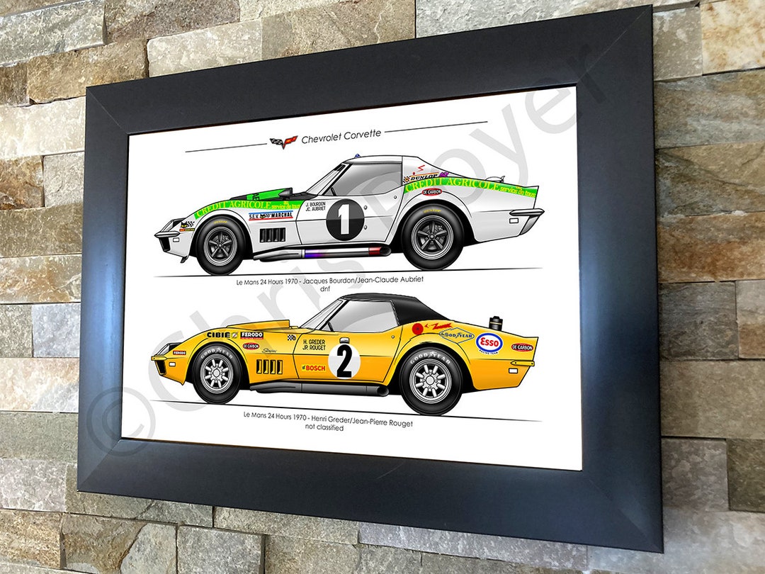 Poster of Chevrolet Corvette Stingray 1 & 2 Le Mans 24 Hours 1970 ...