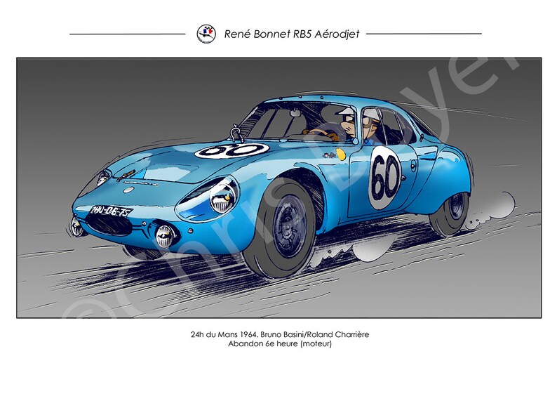 Poster of Matra Jet 5 Bonnet Djet Aerodjet 24 Heures Du Mans 1964 ...