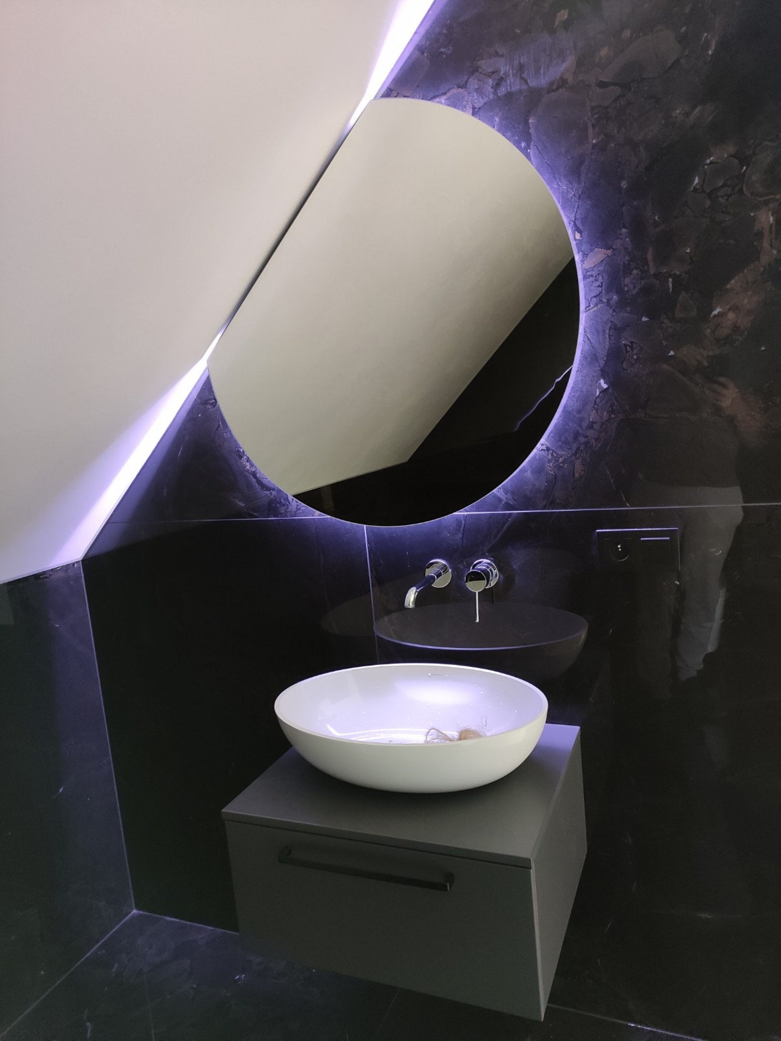 Semicircle Mirror Cut Circle LED, Wall Mirror, Illuminated Mirror ...