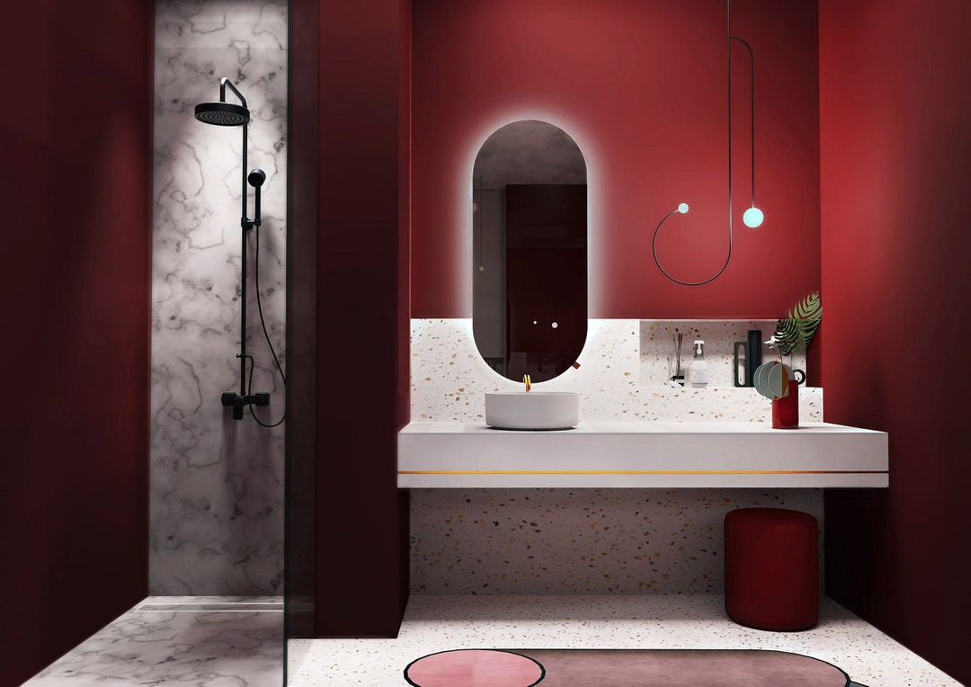 Mirror Oval Led, Wall Mirror, LED Illuminated Mirror, Bathroom Mirror ...