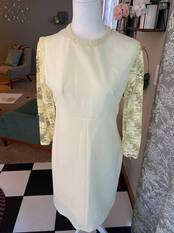 Mod 1960s light yellow dress - Gem