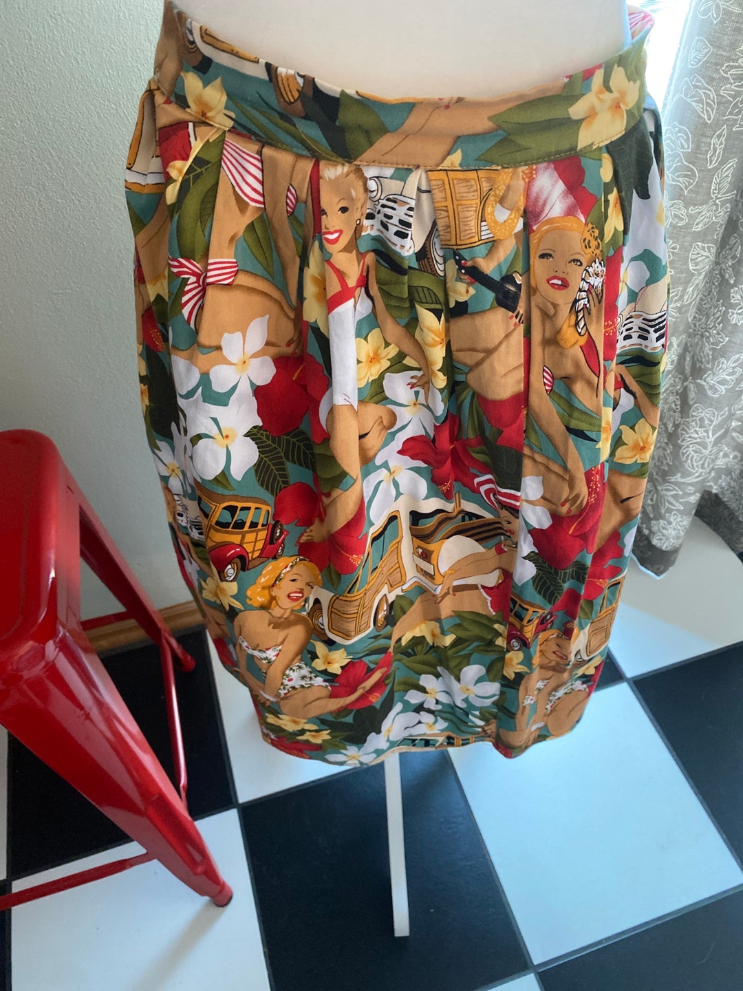 Bombshell Themed Pleated Skirt - Etsy