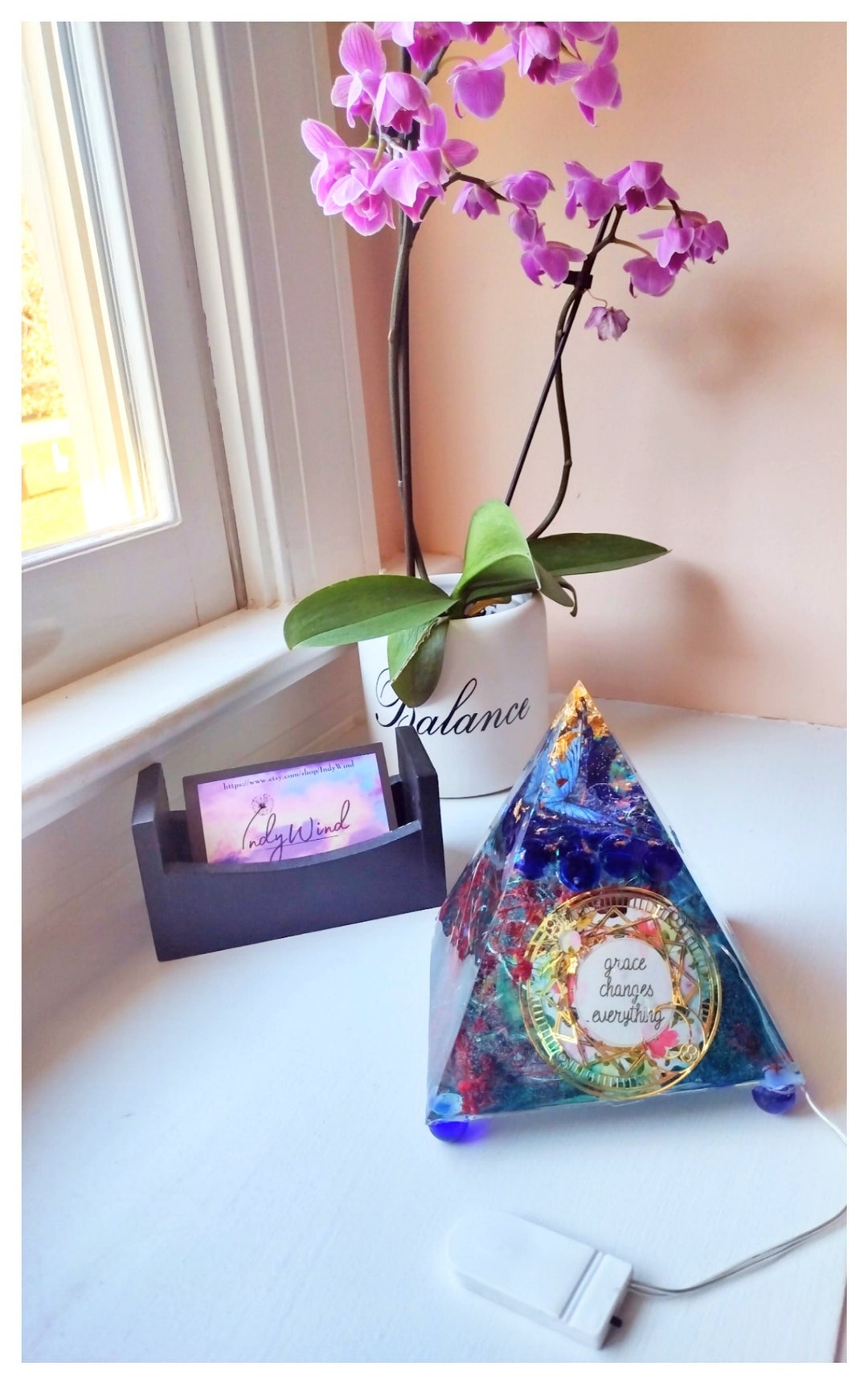 Large Resin Light up Pyramid, Resin Pyramid Nightlight, Butterfly Night ...