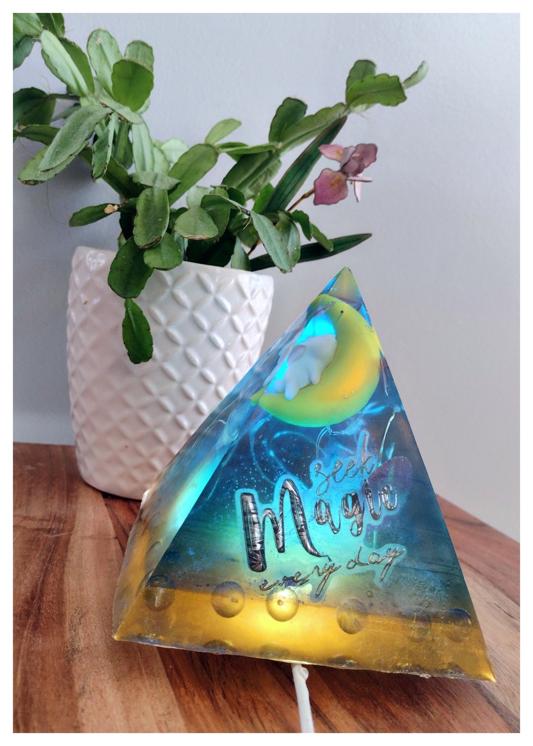 Moon Resin Pyramid Light, Magic Starry Sky Night Light - Etsy