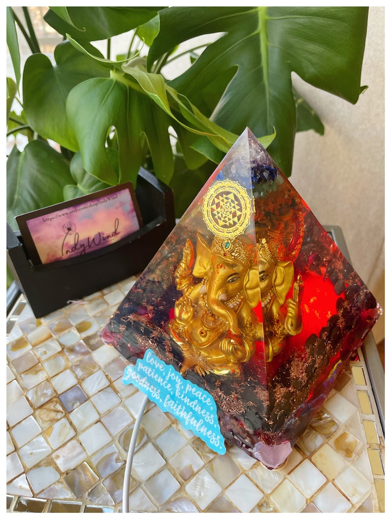 Large Ganesh Resin Pyramid Epoxy Resin Light Orgonite - Etsy