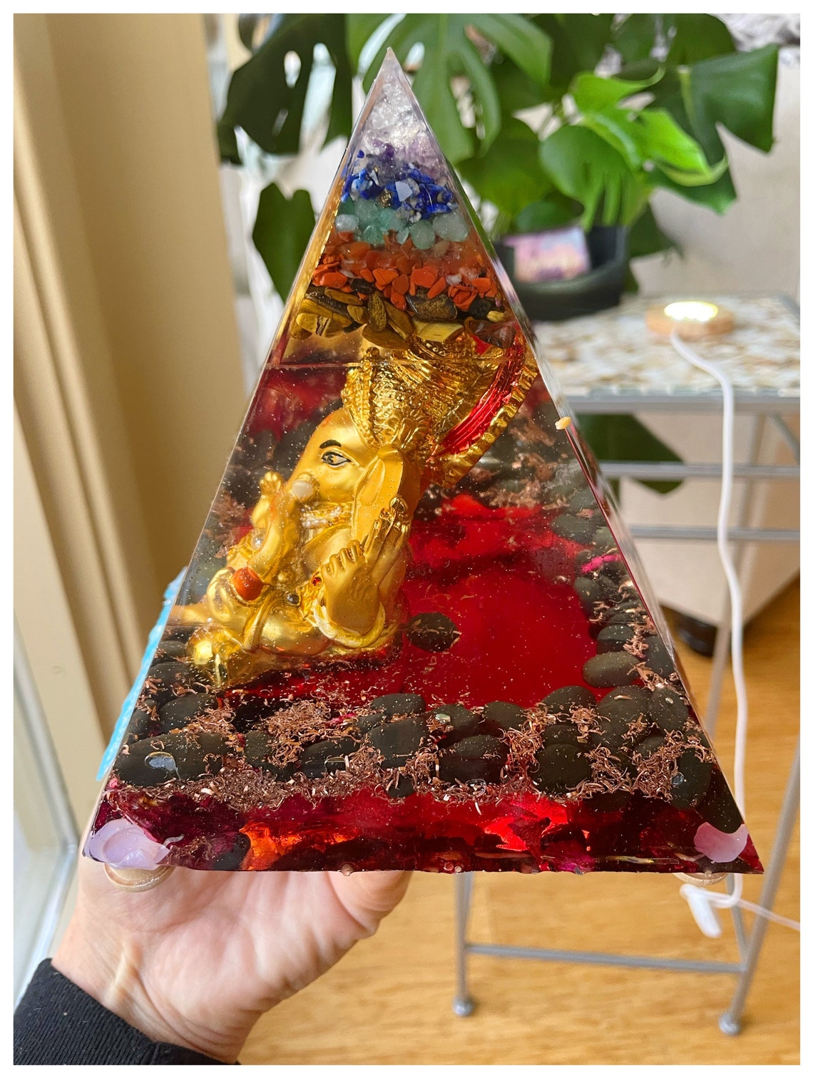 Large Ganesh Resin Pyramid Epoxy Resin Light Orgonite - Etsy