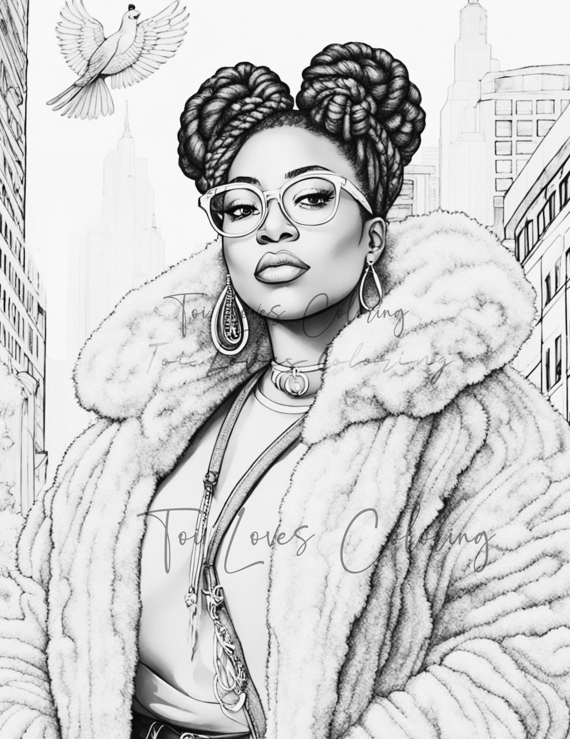 Black Girl 8 Printable Adult Coloring Book Page City Girl - Etsy