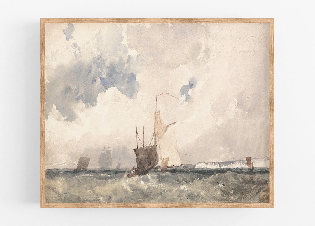 Choppy Sea / Boat Art / Vintage Art / Nautical Art / Wall Art / Beach ...