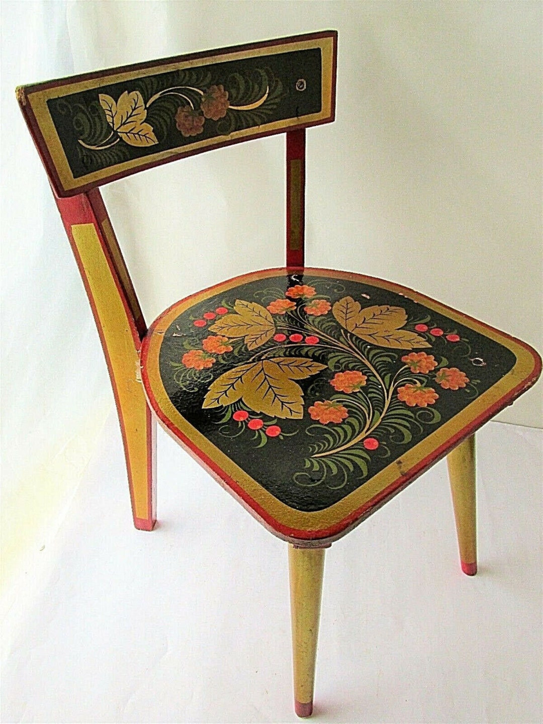 Vintage Old USSR Russian Woden Hand Painted Children Kids Chair - Etsy