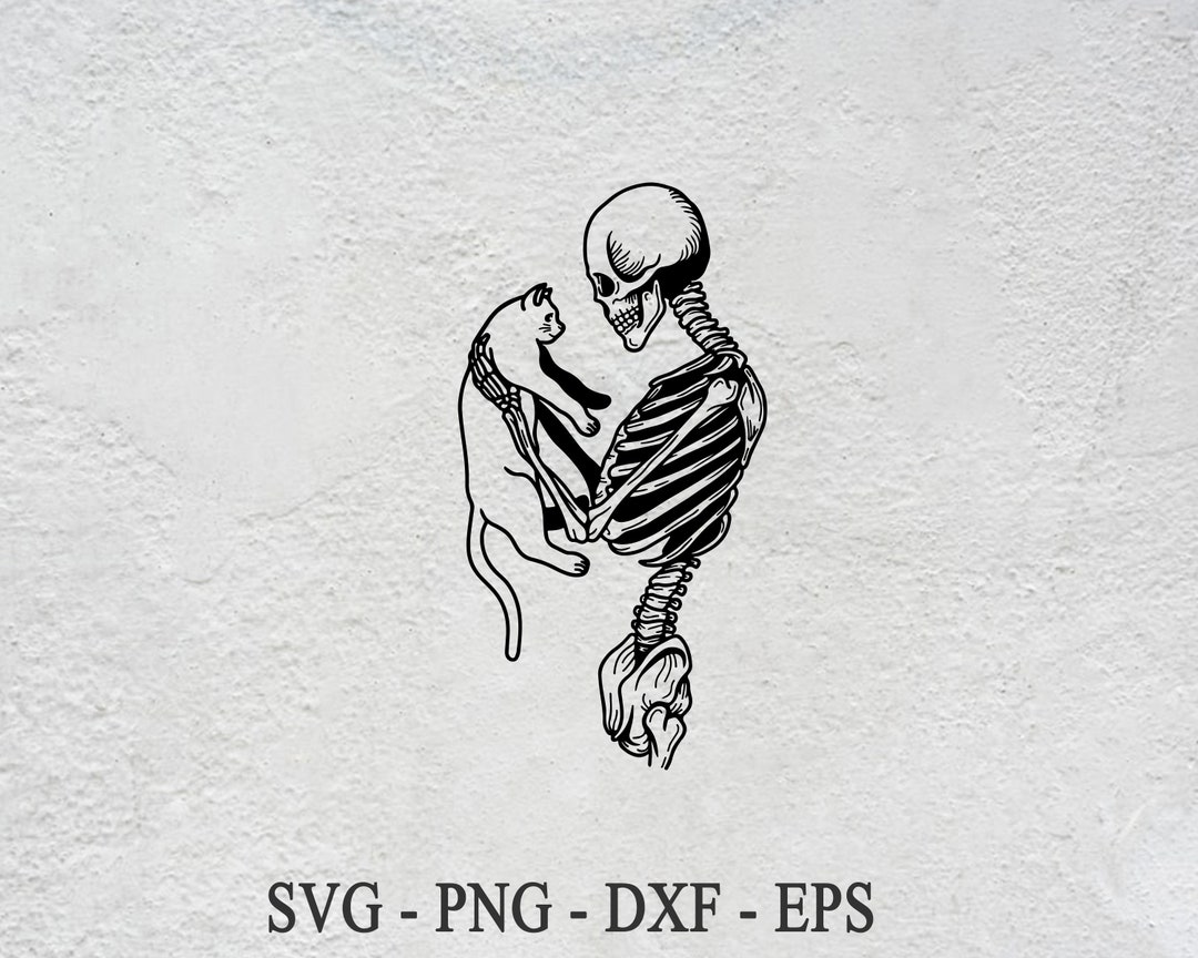 Skeleton & Kitty Cat - PNG, SVG, and AI File Bundle - Etsy