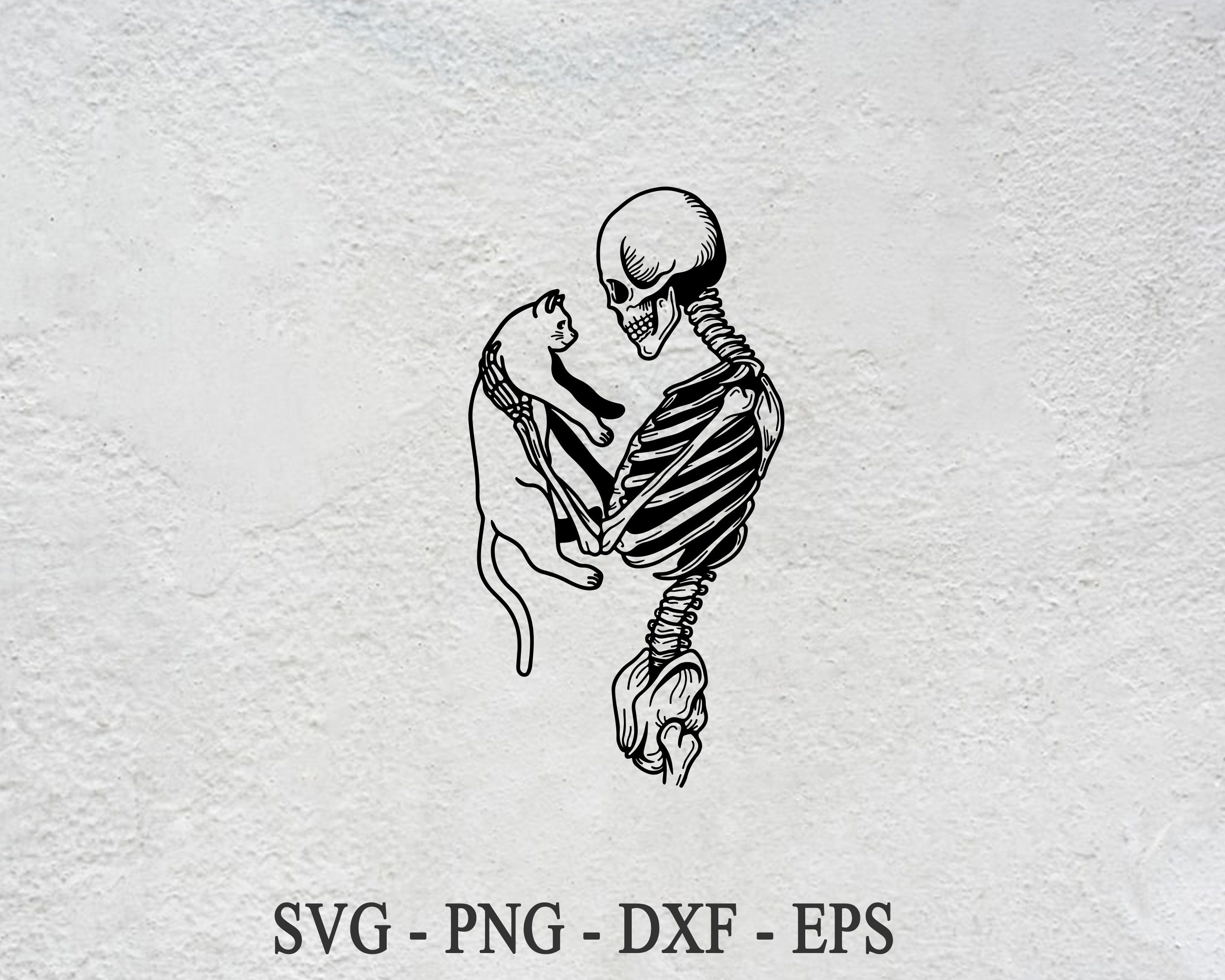 Skeleton & Kitty Cat - PNG, SVG, and AI File Bundle - Etsy
