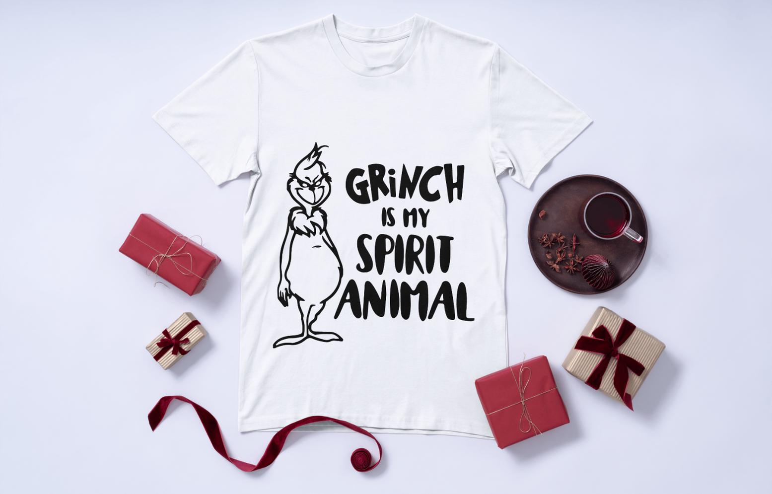 The Grinch is My Spirit Animal PNG: Retro Christmas Design (digital ...