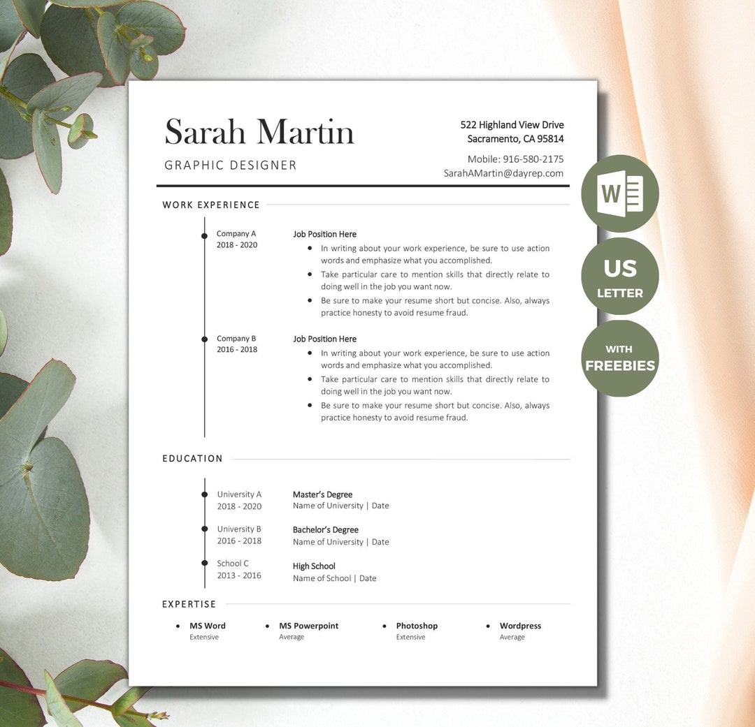 ATS Friendly Resume Template, ATS Compatible Resume, Instant Download ...