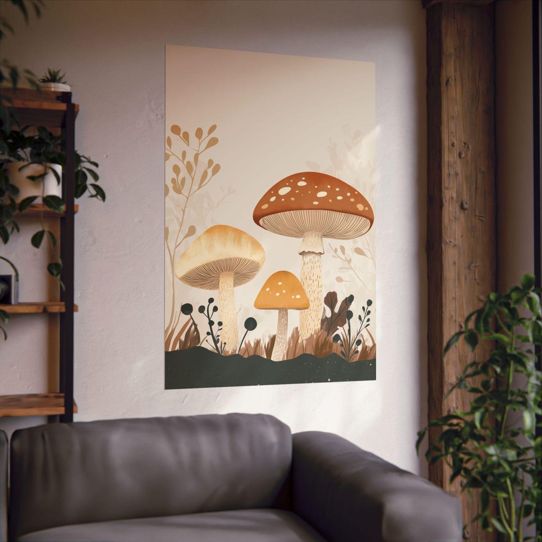 Mushroom Vertical Poster, Earthy Wall Art, Matte Print Decoration ...