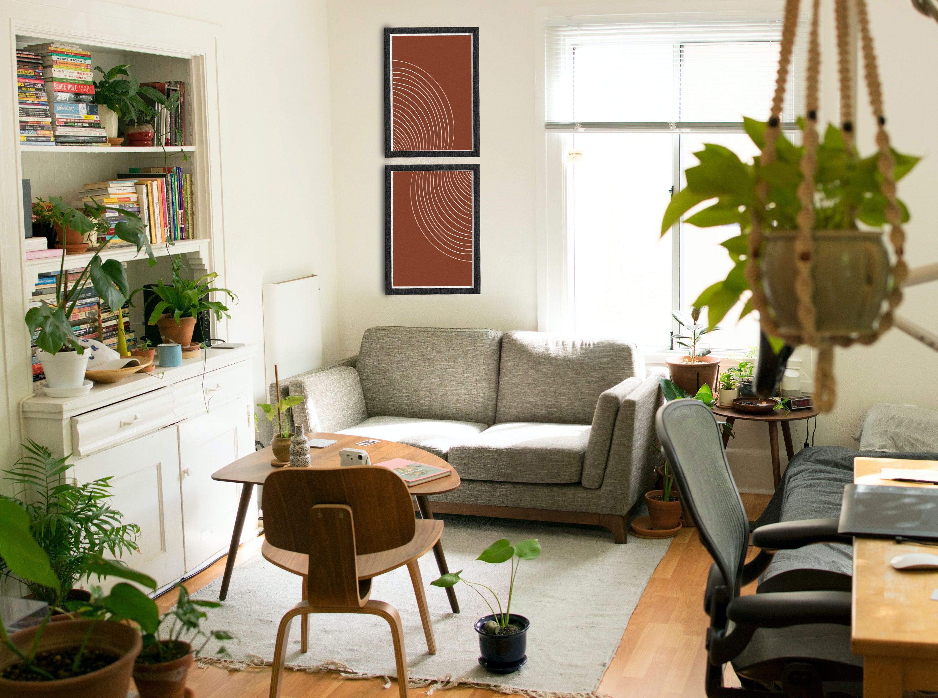 Set of 2, Tree Rings, Rust, Line Art, Abstract, Minimalist, Boho ...