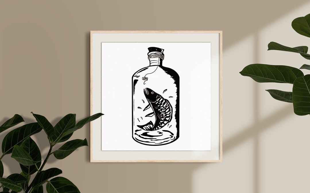 Fish Illustration Digital Download Message in a Bottle Fish - Etsy